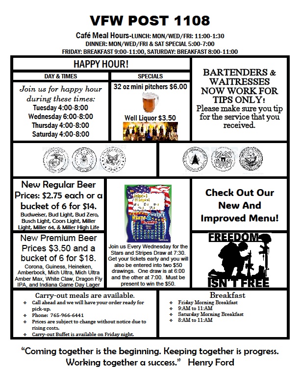 EVENTS – VFW Kirk-Little Post 1108